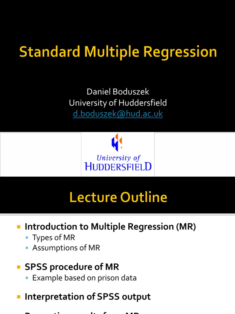 Multiple Regression - D. Boduszek - HUD PDF | PDF | Linear Regression | Multicollinearity