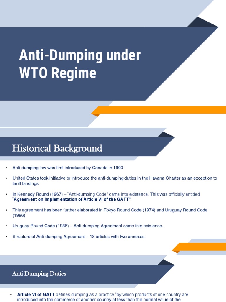 Anti-Dumping Under WTO Regime | PDF | Dumping (Pricing Policy ...