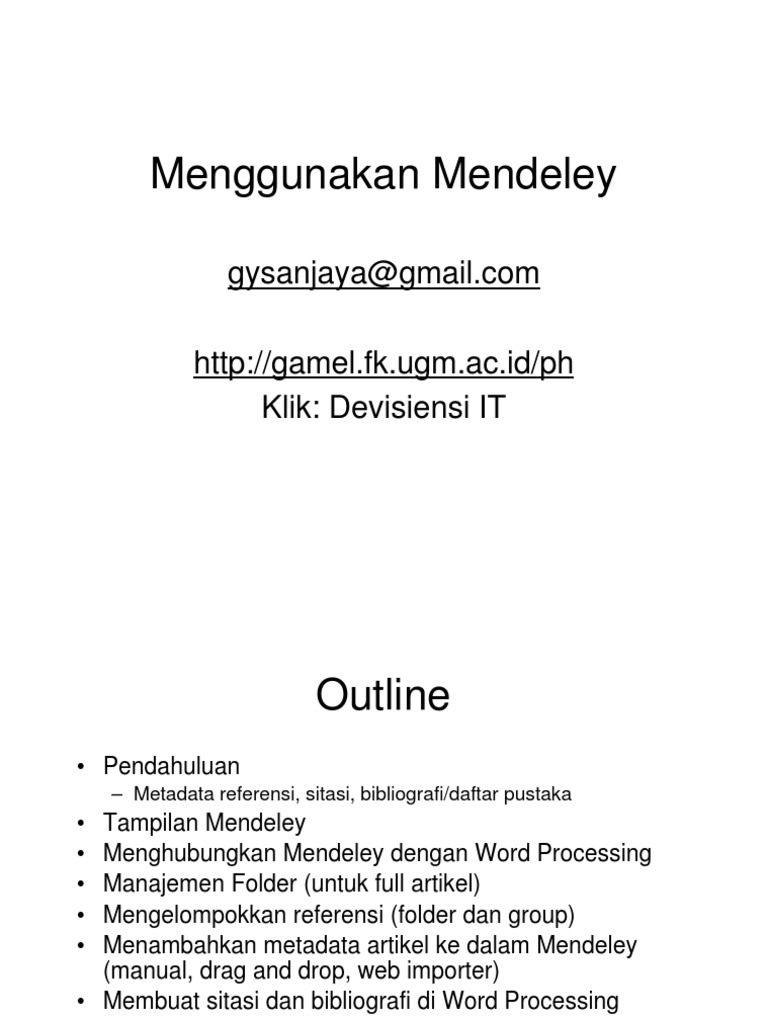 Panduan Lengkap Menggunakan Mendeley | PDF | Karier & Perkembangan ...