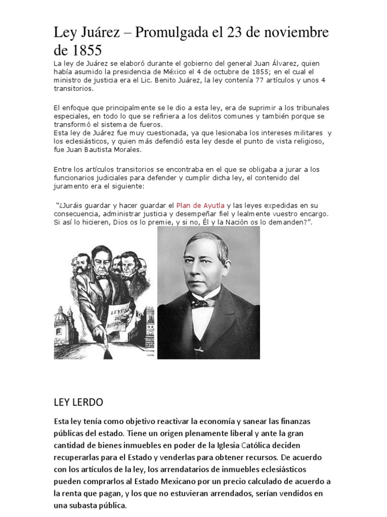 Ley Juárez: Contexto y Contenido 1855 | PDF | Gobierno | Política (general)