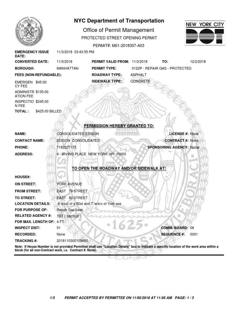 NYC Department of Transportation: Office of Permit Management | PDF ...