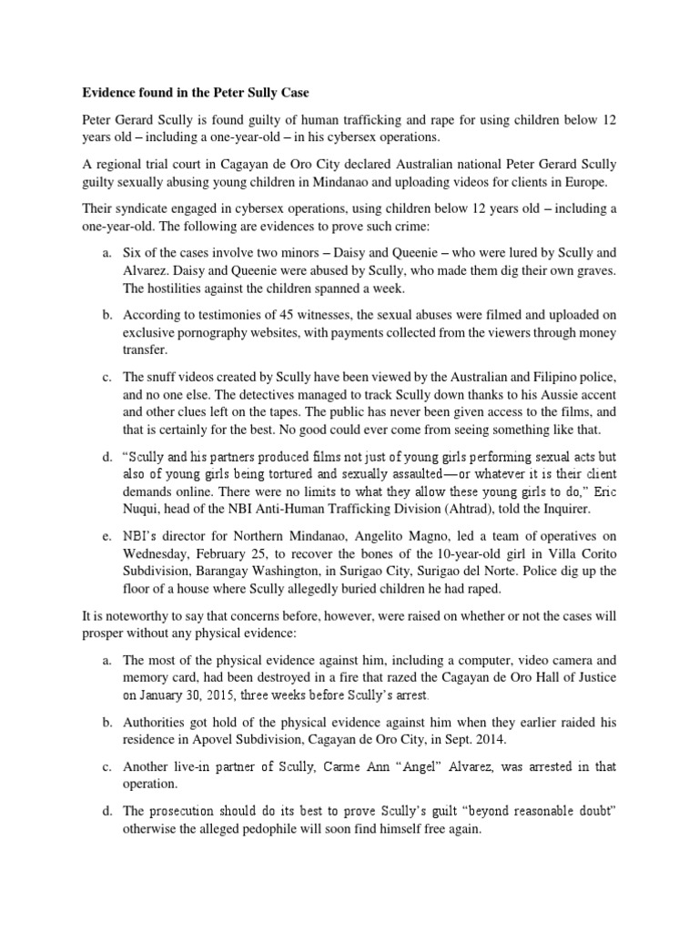 Evidence Found in The Peter Scully Case | PDF | Sex Crimes | Human Rights