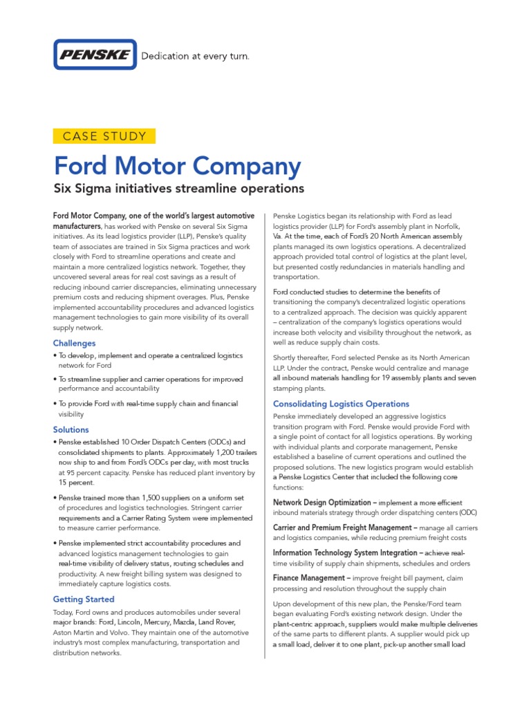 Ford-Penske Logistics Optimization Case Study | PDF | Logistics | Cargo