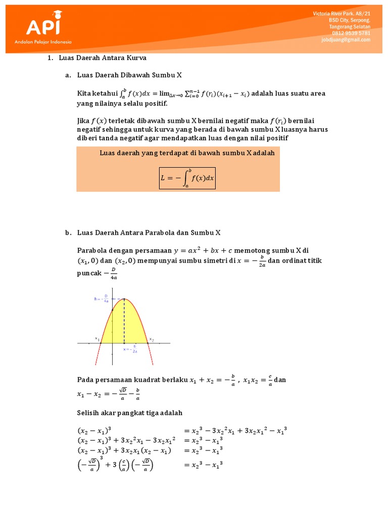Luas Daerah Parabola dan Sumbu X | PDF | Metode & Bahan Ajar