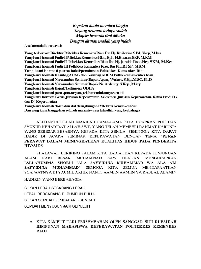 Teks MC Seminar | PDF | Seni