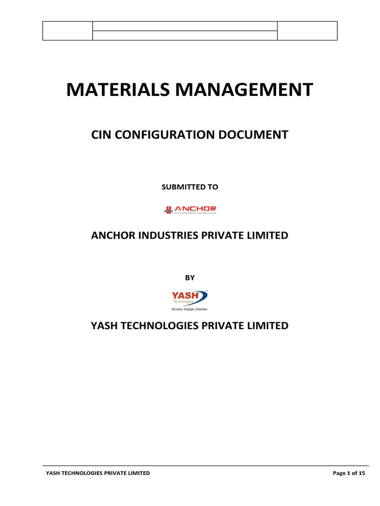 Materials Management: Cin Configuration Document | PDF