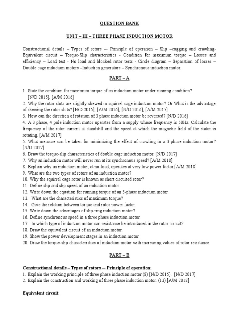 Em II Question Bank | PDF | Electrical Equipment | Engines