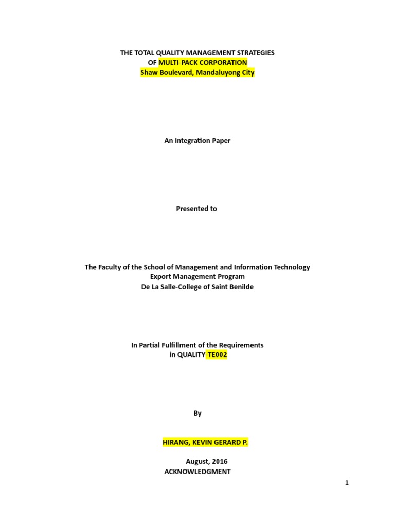 Format of Integration Paper | PDF | Survey Methodology | Justification