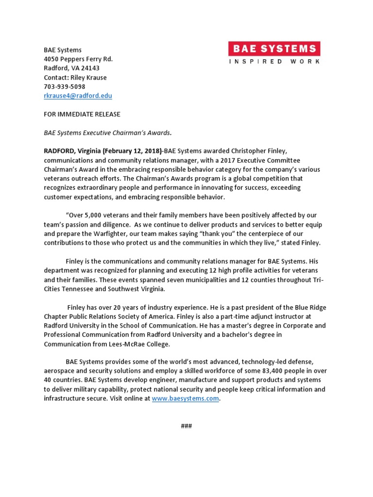 Bae Systems Press Release Revised | PDF