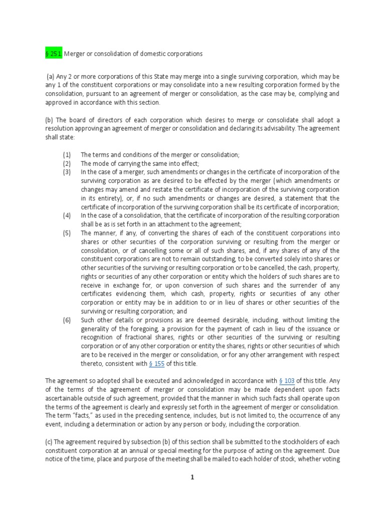 Mergers and Acquisitions Procedures | PDF | Corporations | Securities ...