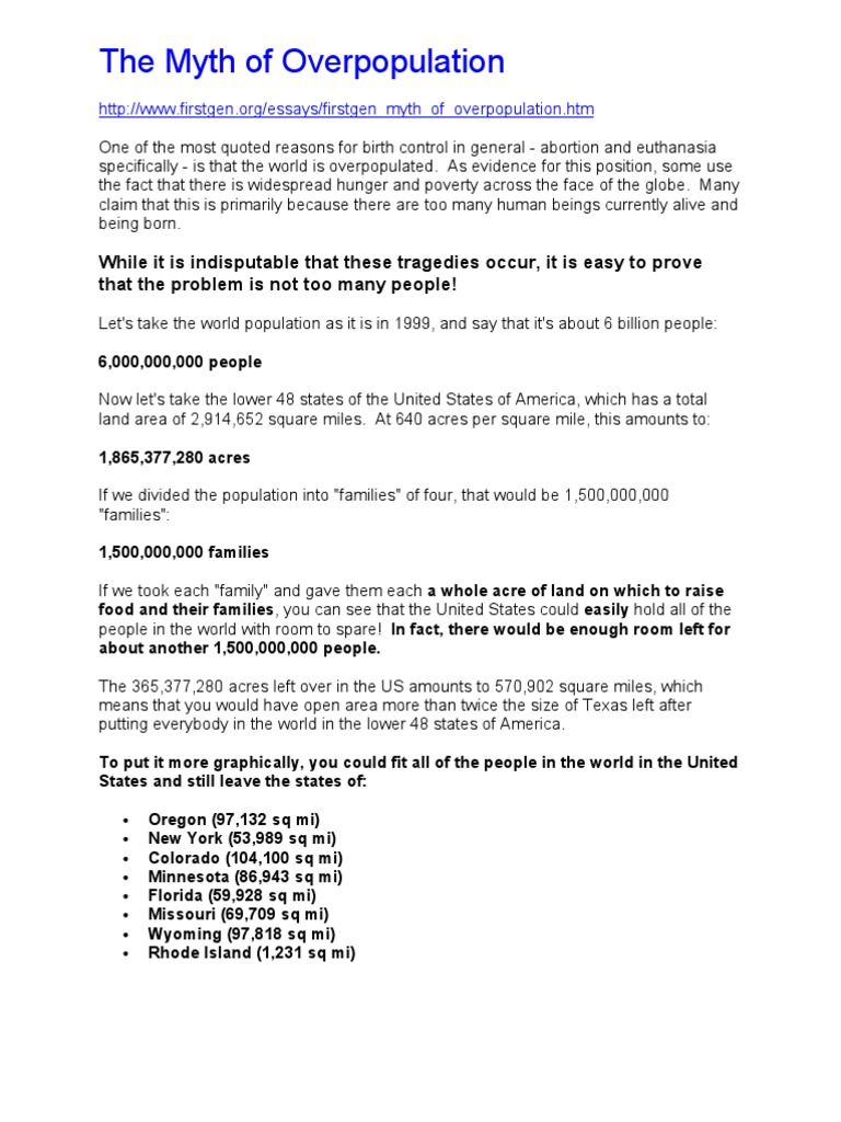 The Myth of Overpopulation | PDF | Human Overpopulation | Pol Pot