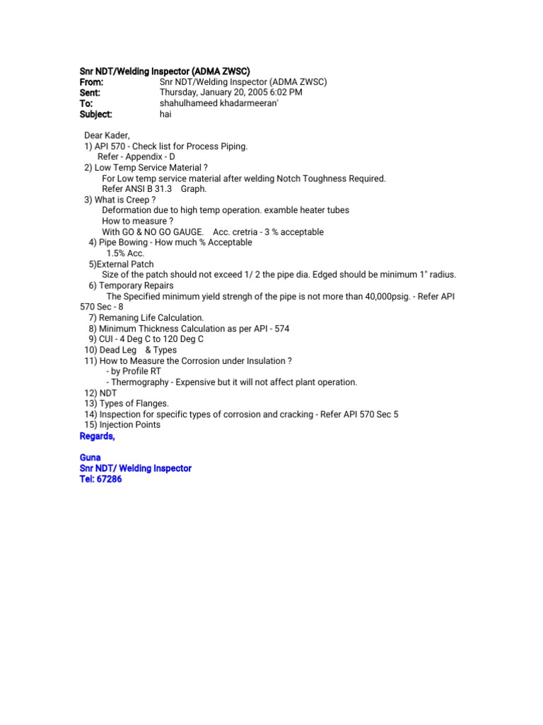 Piping Inspection PDF | PDF
