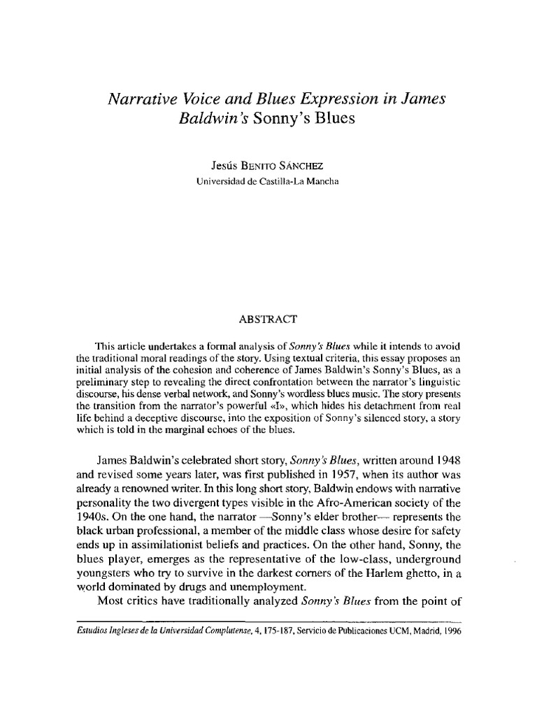 Sonny's Blues Analysis | PDF | Narrative | Cognitive Science