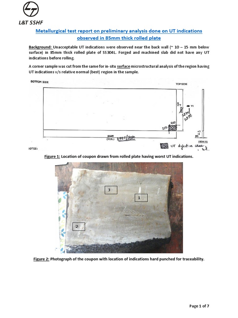 Metallurgical Investigation Report of SS304L Rolled Plate - UT ...