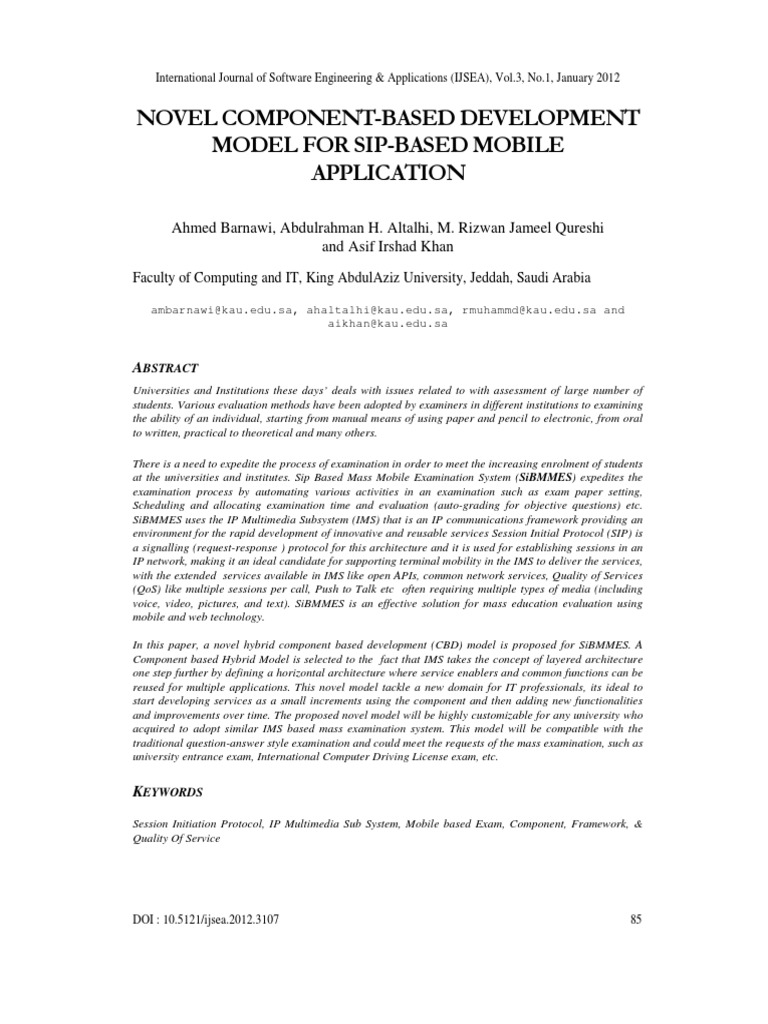 Novel Component-Based Development Model For Sip-Based Mobile ... Novel Component-Based Development Model For Sip-Based Mobile ...