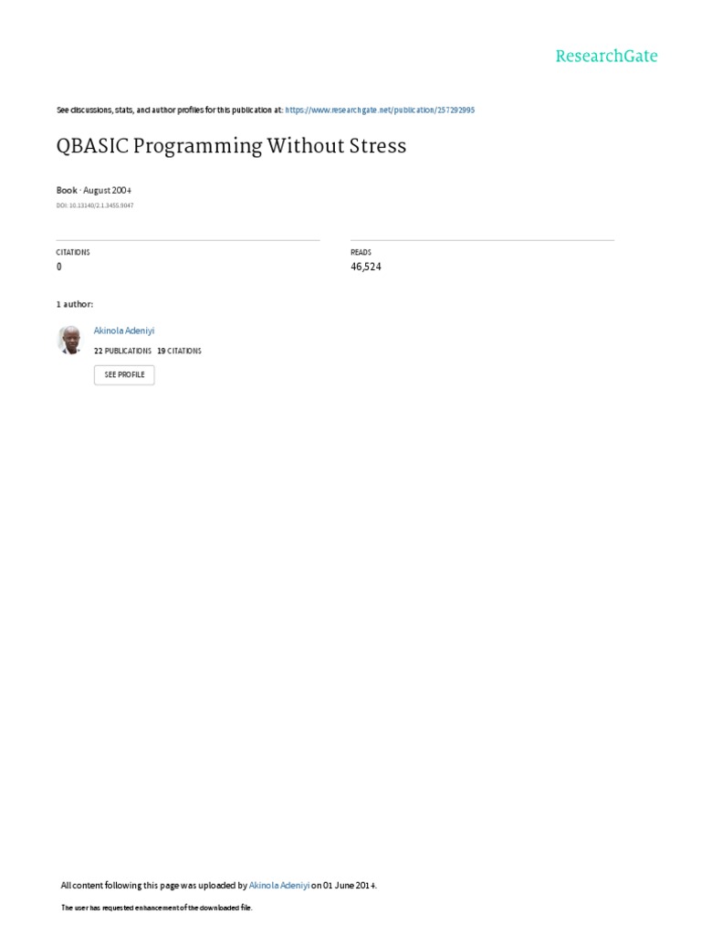 Qbasic Programming Without Stress Pdf Basic Programming Language