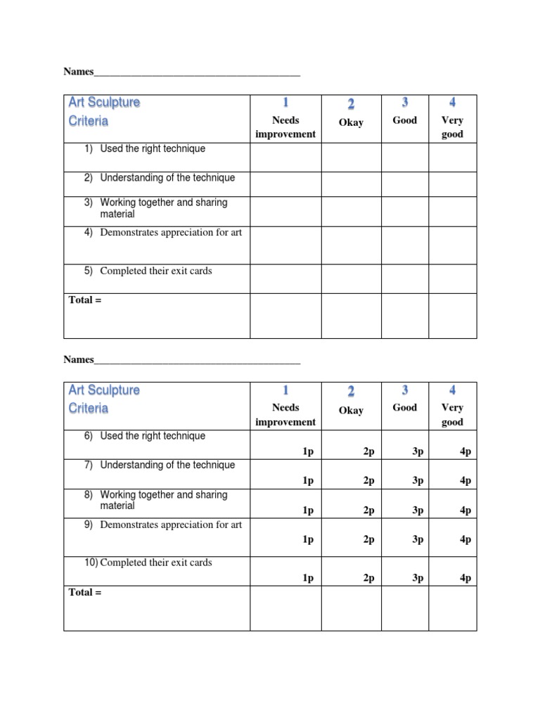 Rubric Wire Sculpture | PDF | Teaching Methods & Materials