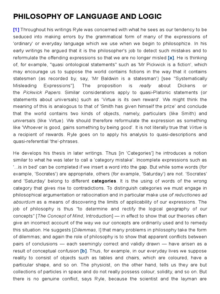 Philosophical Connections - Ryle | PDF | Concept | Theory