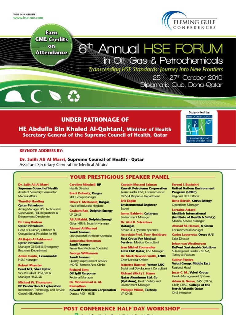 6th Annual HSE Forum in Oil, Gas & Petrochemicals: Transcending HSE ...