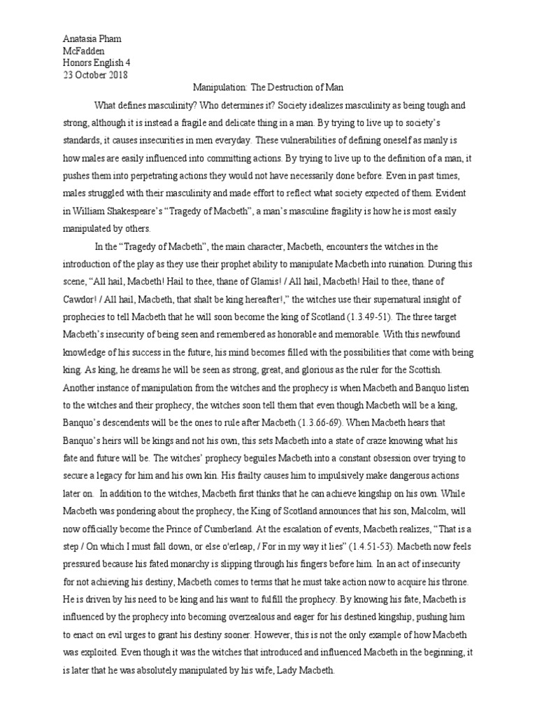 Macbeth Literary Analysis | PDF | Macbeth | Shakespearean Tragedies