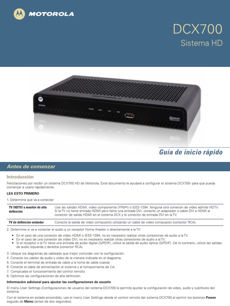 DCX700 PDF | PDF | Hdmi | Televisión