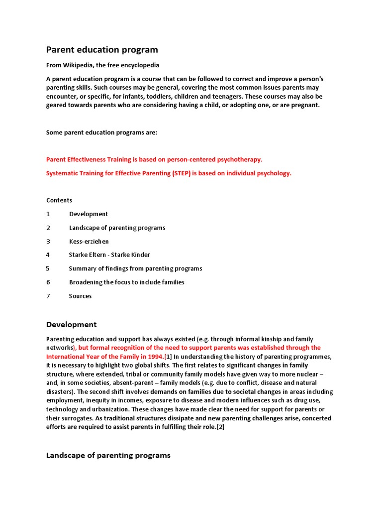 A Comprehensive Review of Parent Education Programs: Analyzing Program ...