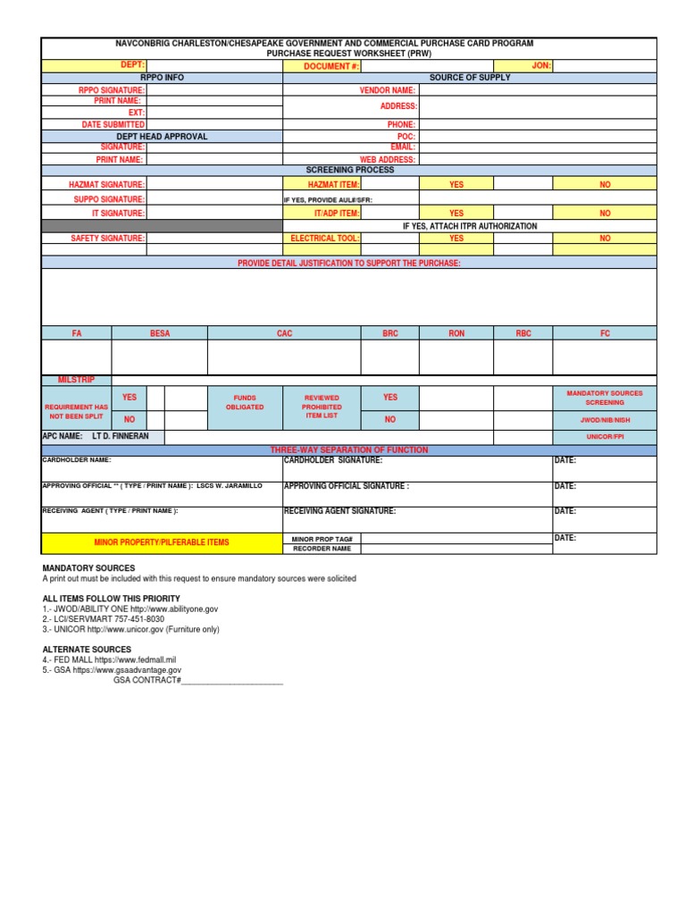 NAVCONBRIG CHARLESTON/CHESAPEAKE GOVERNMENT PURCHASE CARD PROGRAM | PDF ...
