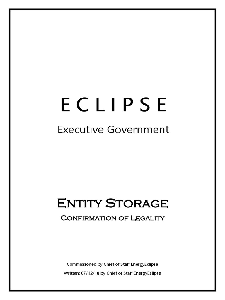 Entity Storage: Confirmation of Legality | PDF