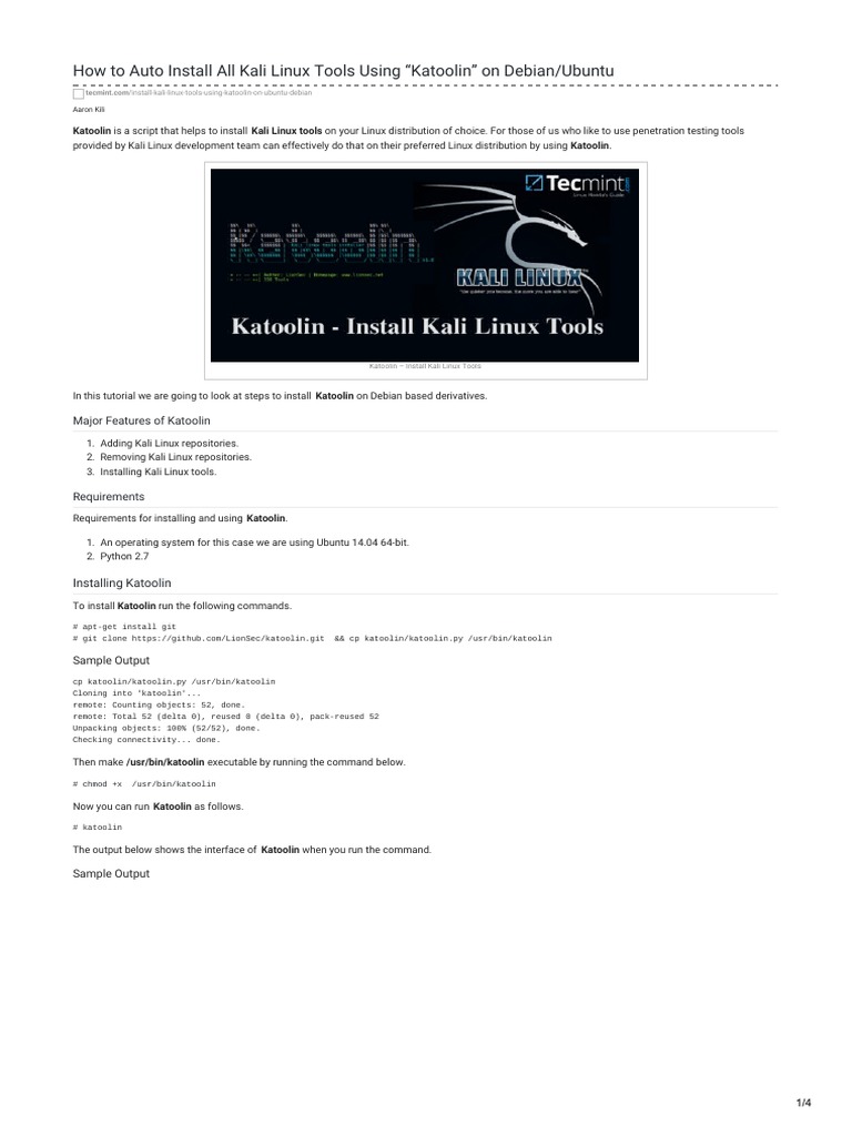 How To Auto Install All Kali Linux Tools Using Katoolin On DebianUbuntu | PDF | Ubuntu ...
