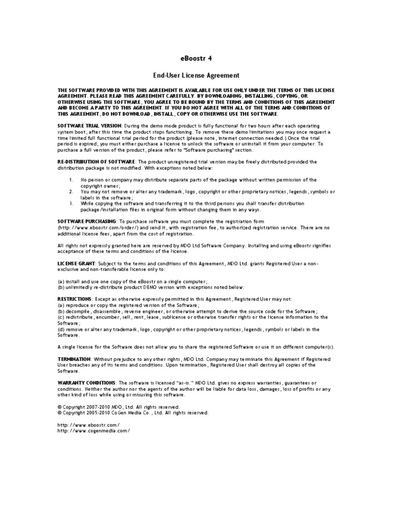 EULA | PDF | License | Proprietary Software