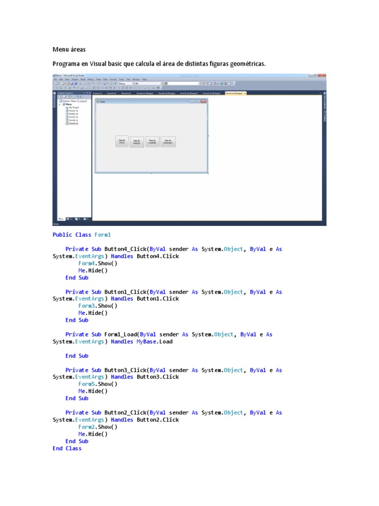 Menu Áreas | Download Free PDF | Visual Basic .Net | Microsoft Visual ...