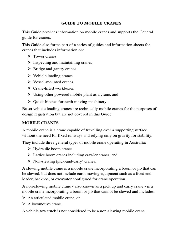 Guide To Mobile Cranes | PDF | Crane (Machine) | Wound