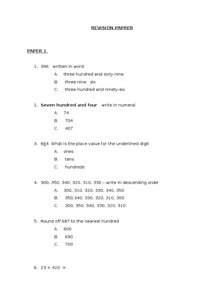Revision Paper | PDF