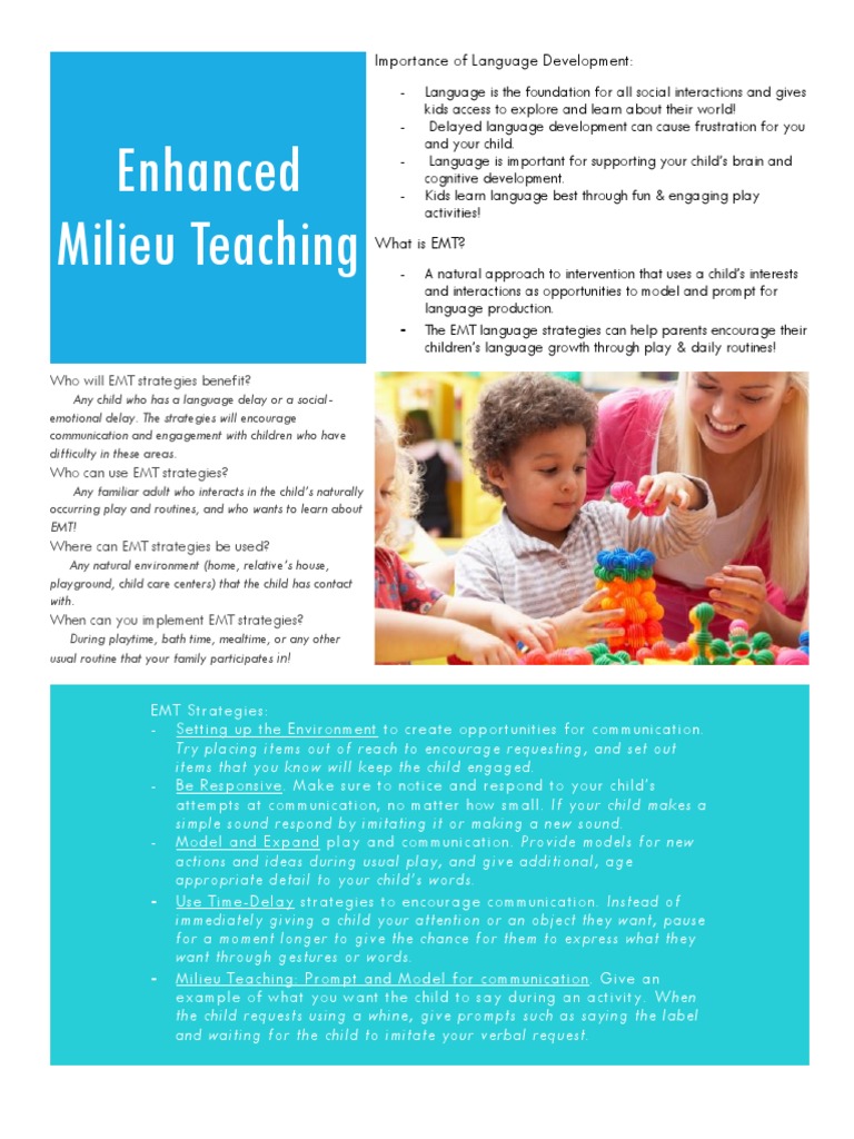 Enhanced Milieu Teaching Brochure | PDF | Language Development | Gesture