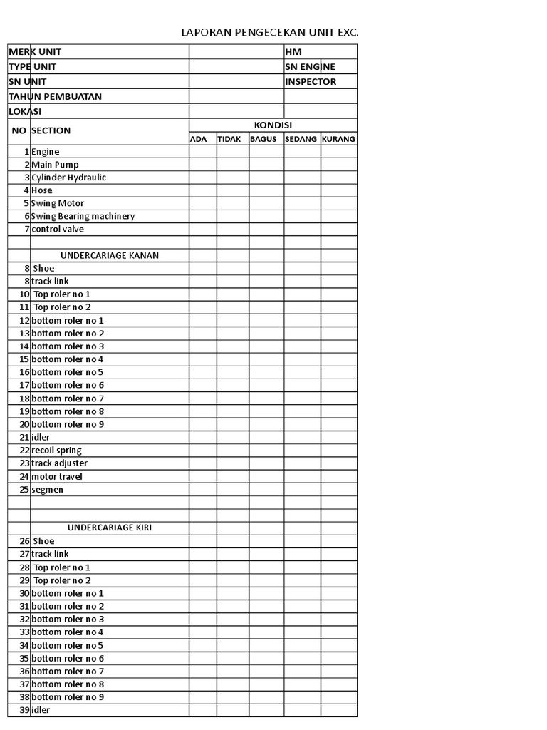 Form Comissioning Excavator | PDF