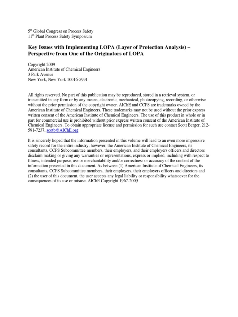 LOPA - Layers of Protection Analysis in The COMAH Context (HSE UK) - 56 ...