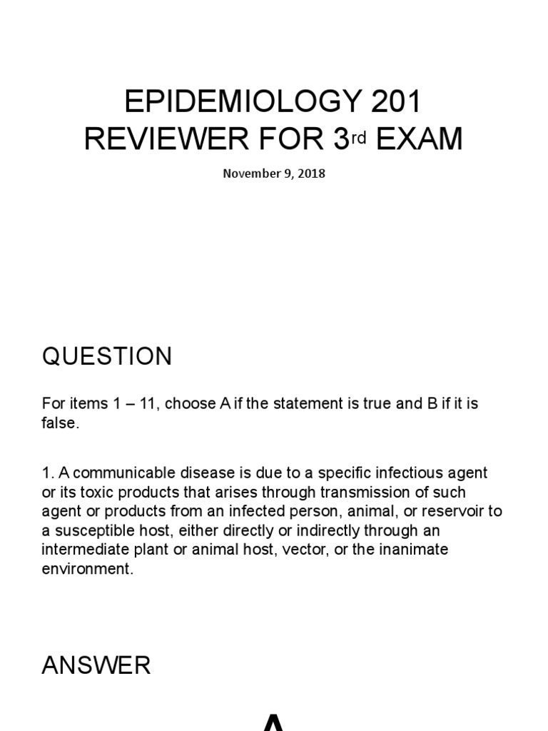 Epi 3rd Exam Reviewer | PDF | Sensitivity And Specificity | Infection