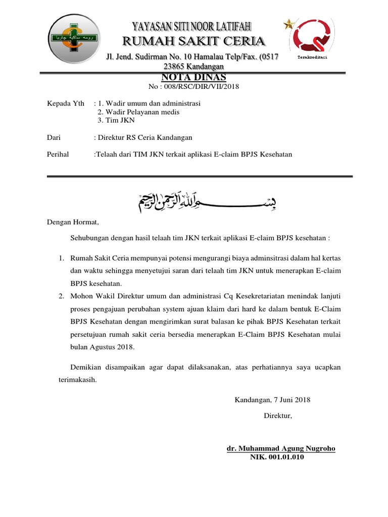 Implementasi E-Claim RS Ceria | PDF | Bisnis | Pengelolaan Keuangan & Uang