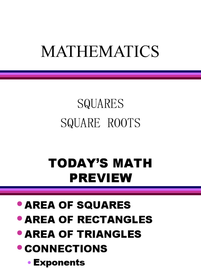 Squares and Square Roots | PDF