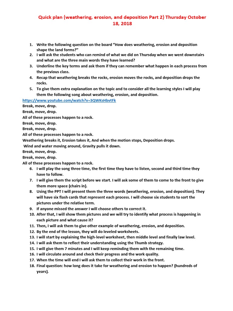 Lesson Plan of Weathering and Erosion-Part 2 | PDF | Beach | Erosion