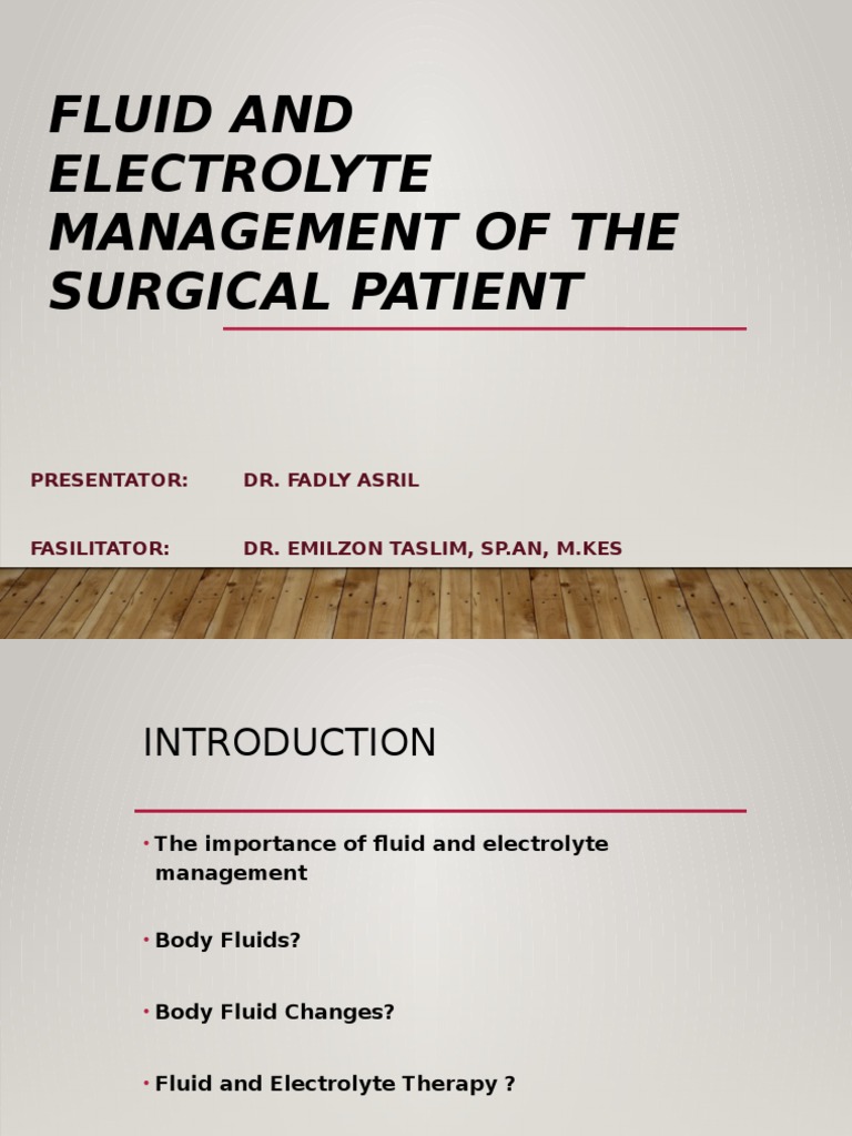 Fluid and Electrolyte Management of The Surgical Patient | PDF ...