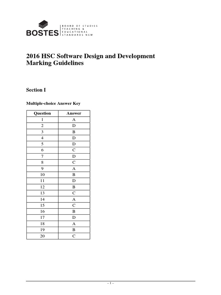 2016 HSC Software Design and Development Marking Guidelines: Section I | PDF | Computer Program ...