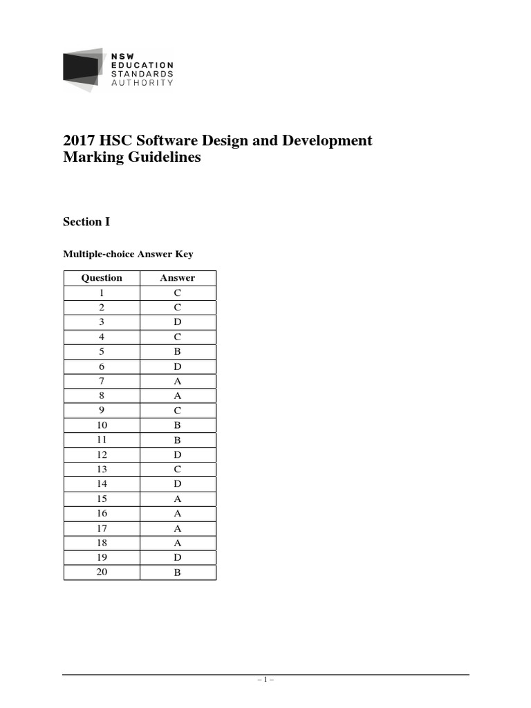 2017 HSC Software Design and Development Marking Guidelines: Section I ...
