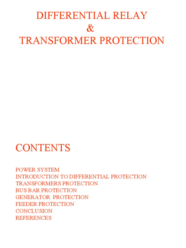 Differential Relay Transformer Protection | PDF | Transformer | Power ...