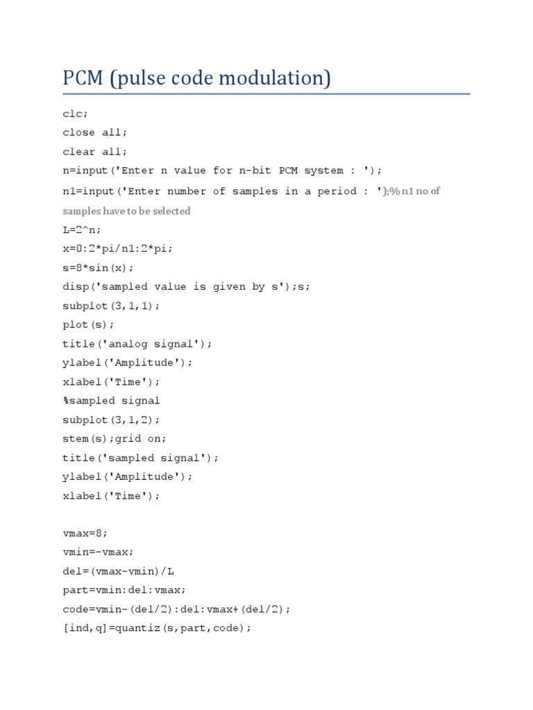 PCM Mod and Demodulation | PDF
