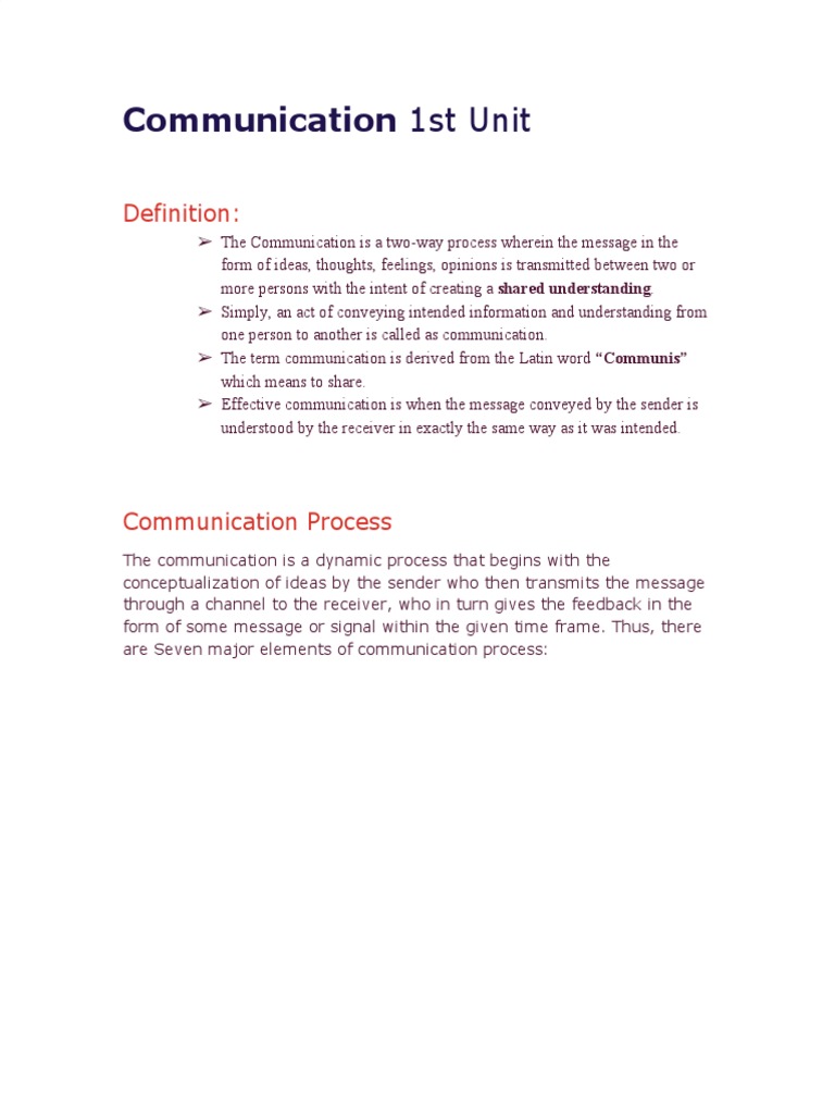 Communication 1st Unit - Complete | PDF | Nonverbal Communication | Code