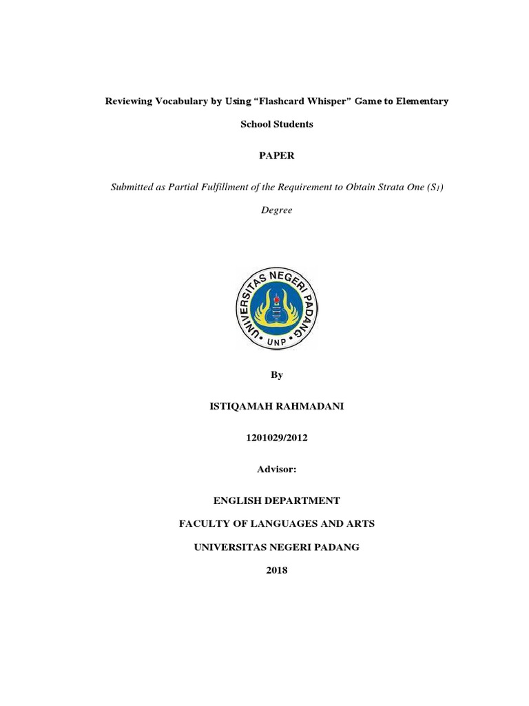 Reviewing Vocabulary by Using "Flashcard Whisper" Game To Elementary ...