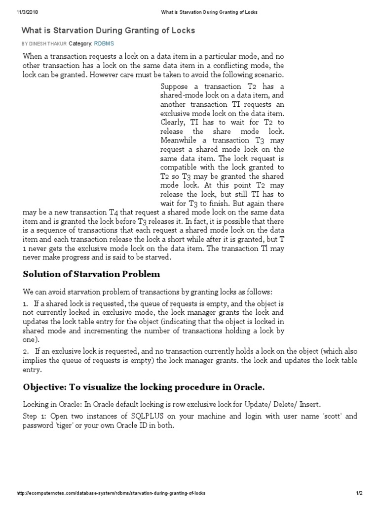 Understanding Starvation During Lock Granting in Database Transactions ...