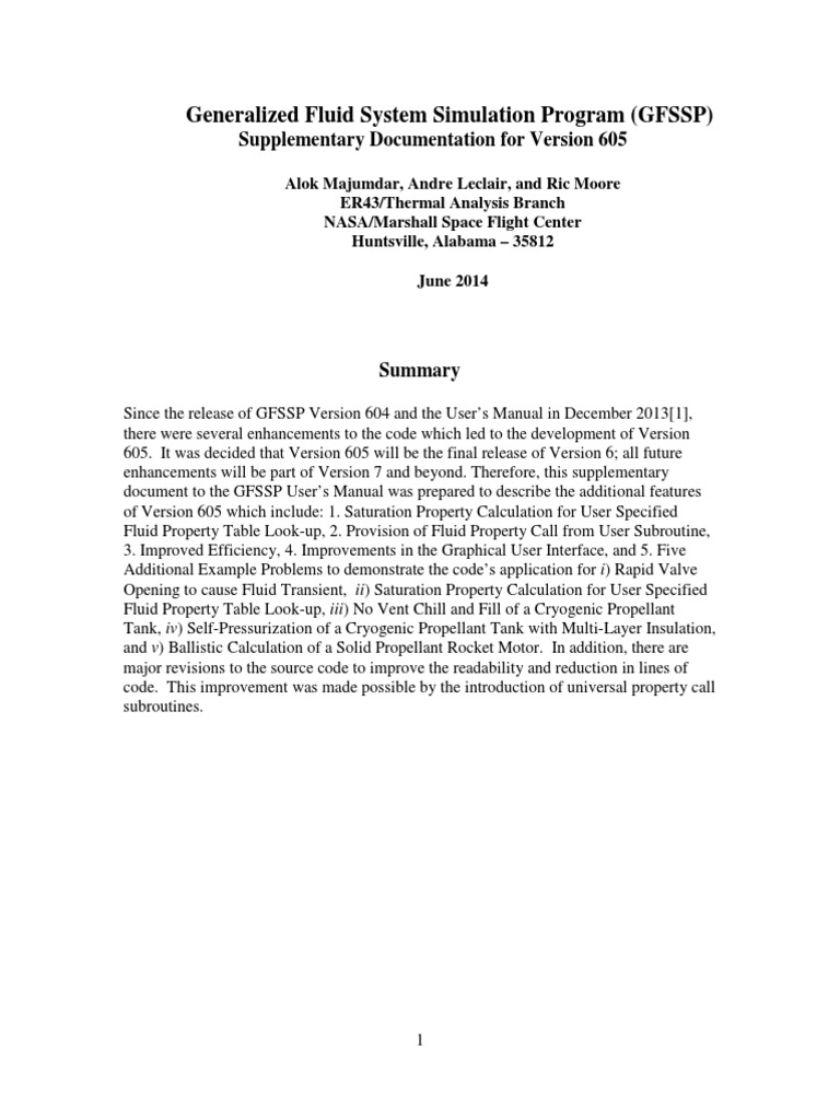 Supplementary Documentation of GF SSP Version 605 | PDF | Enthalpy ...