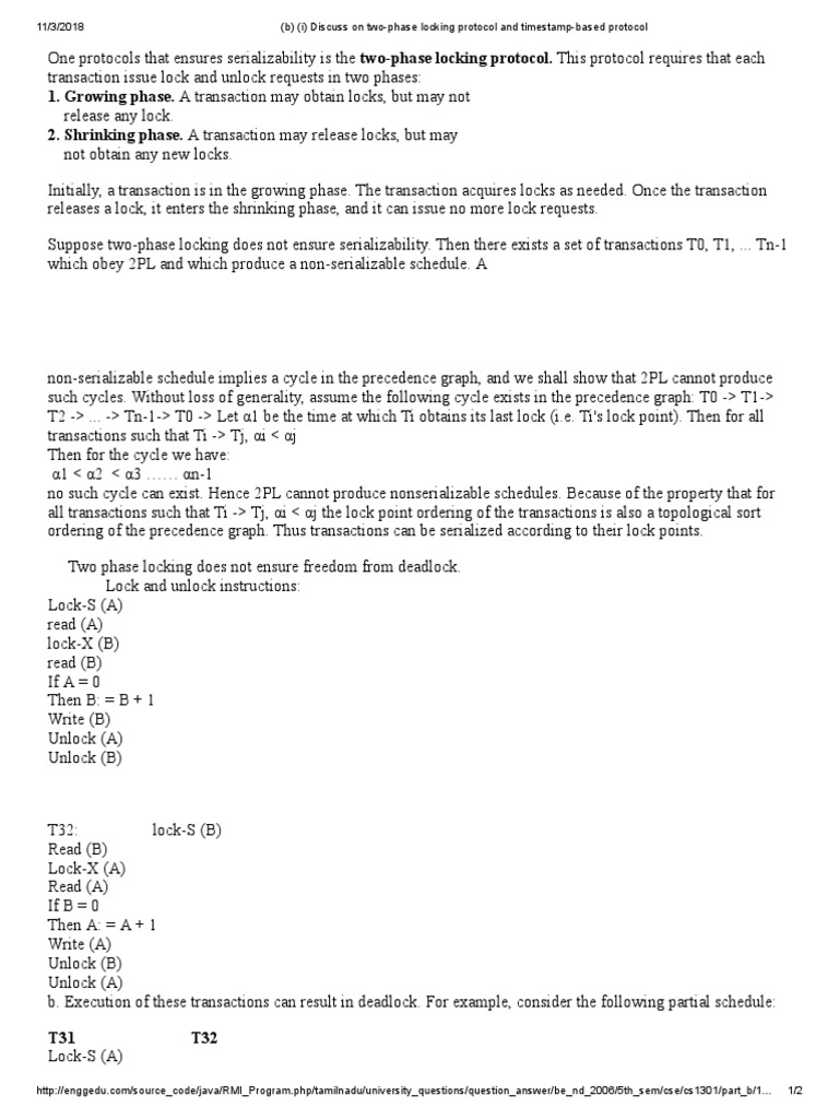 Two-Phase Locking Protocol Explained | PDF | Databases | Computer Architecture